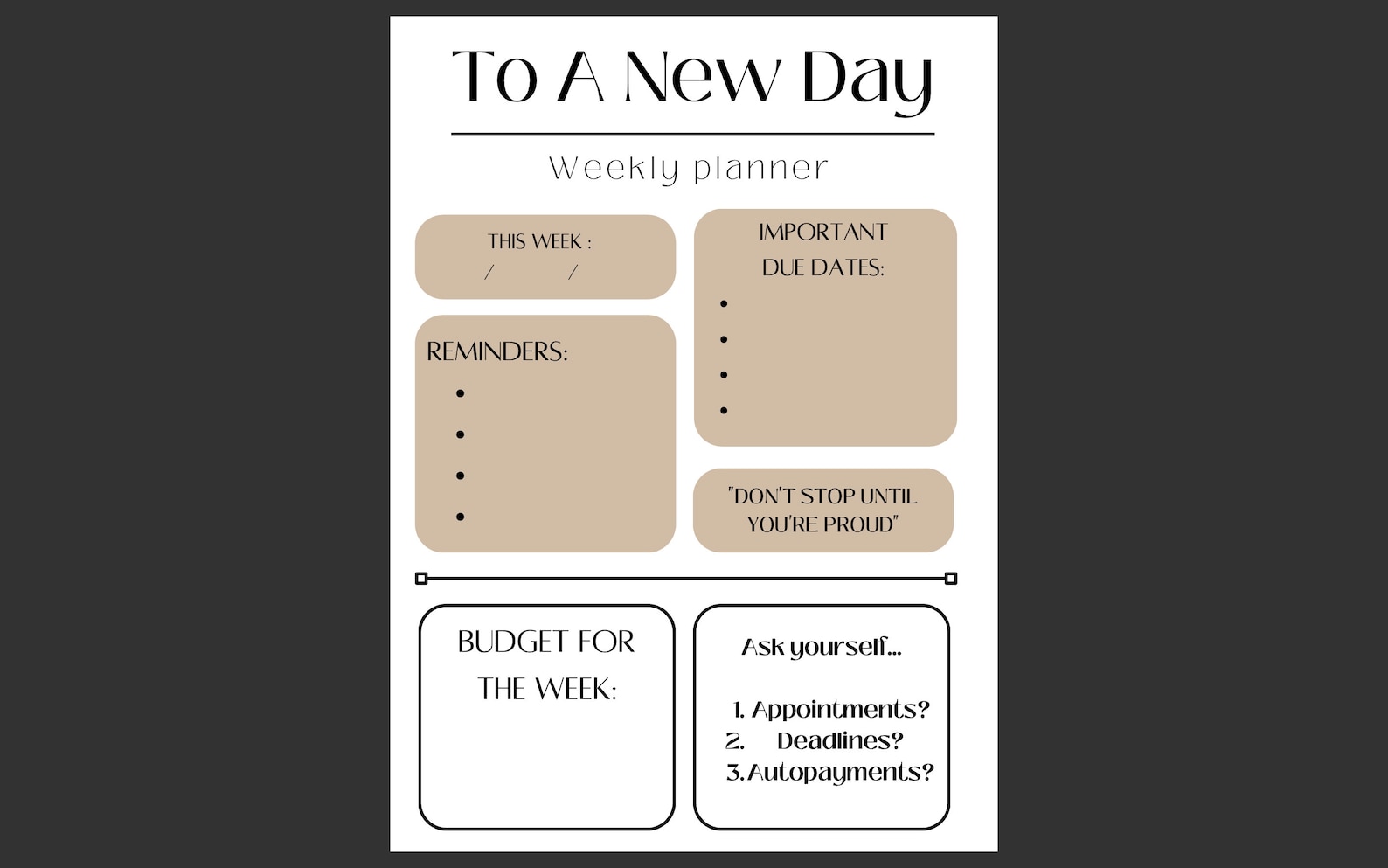 TODAY, A NEW DAY Weekly Planner Printable - Etsy
