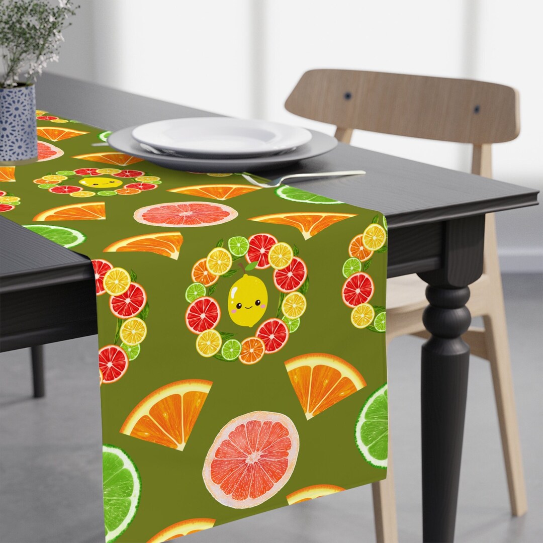 Citrus Slices Table Runner,lemon Table Runner,outdoor Table Runner ...