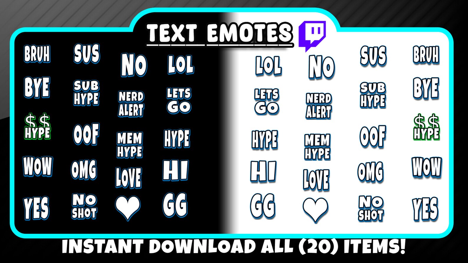 20 - BOLD Text Emote, Twitch Text Emotes, Twitch Emote, Discord Emote ...