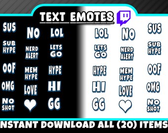 20 Twitch Pixel Text Emote, GG Emote, Sus Emote, Lol Emote, Bruh Emote ...