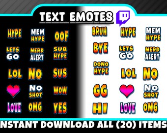 20 - BOLD Text Emote, Twitch Text Emotes, Twitch Emote, Discord Emote ...