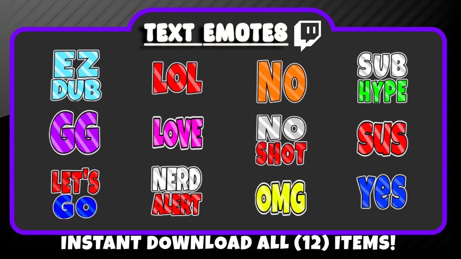 12 Text Emote Twitch Text Emotes Twitch Emote Discord - Etsy