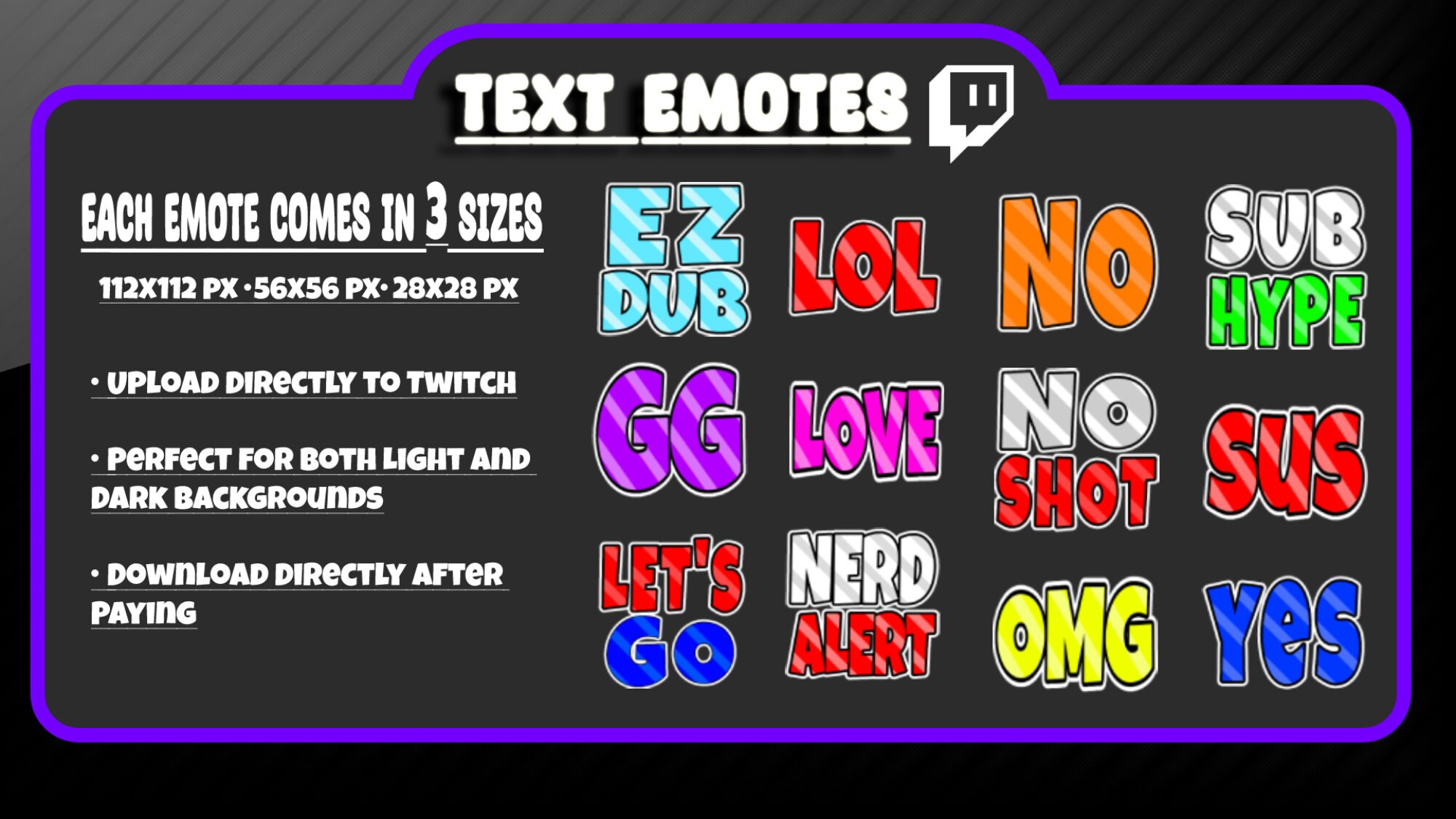 12 Text Emote, Twitch Text Emotes, Twitch Emote, Discord Emote, Omg ...