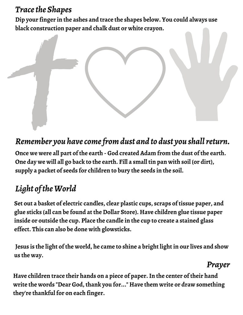 Ash Wednesday for Children - Etsy