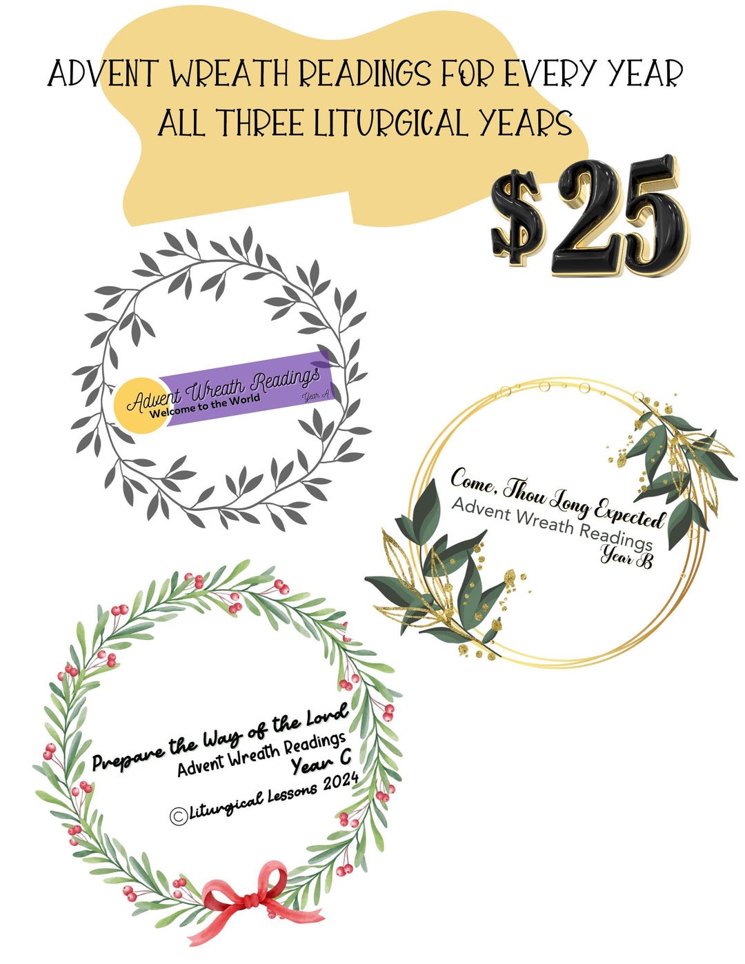 Advent Wreath Readings Years A,B, and C - Etsy
