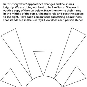 Transfiguration of the Lord Youth Group Lesson - Etsy