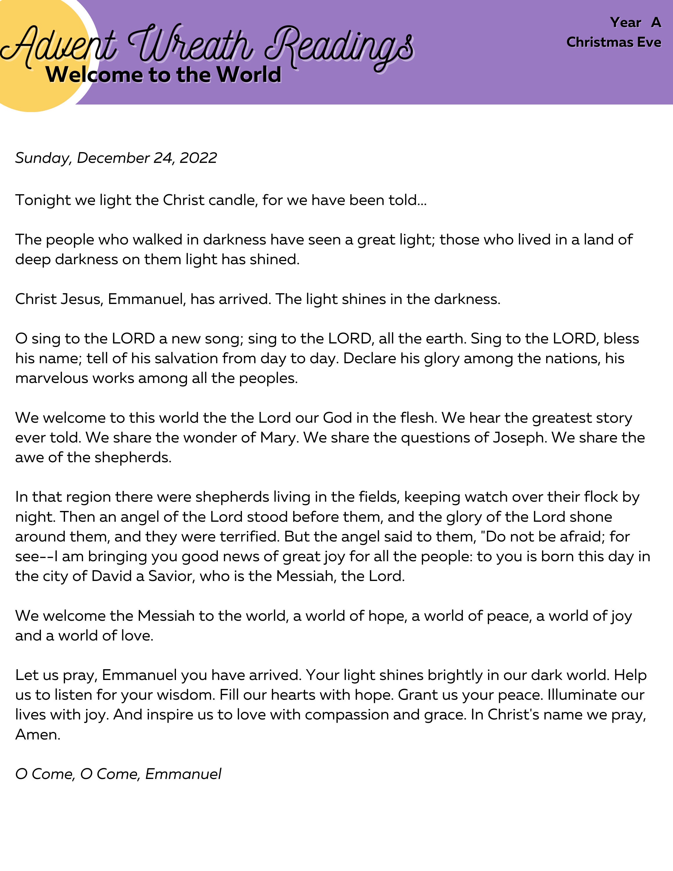 Advent Wreath Readings for Worship Year A - Etsy