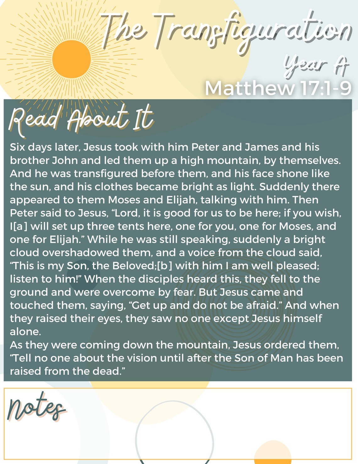 Transfiguration of the Lord Youth Group Lesson - Etsy