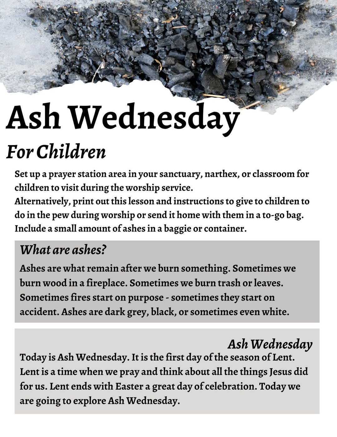 Ash Wednesday for Children - Etsy