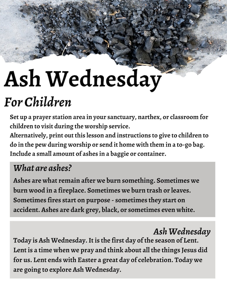 Ash Wednesday for Children - Etsy
