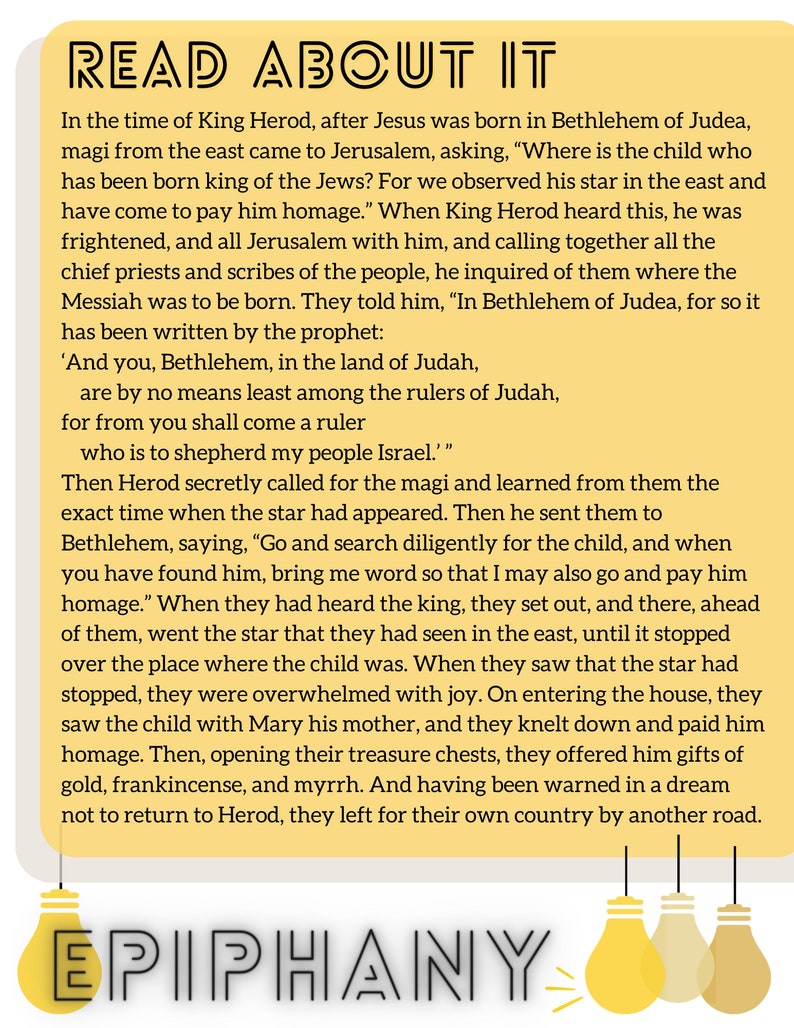 Epiphany Youth Group Lesson - Etsy