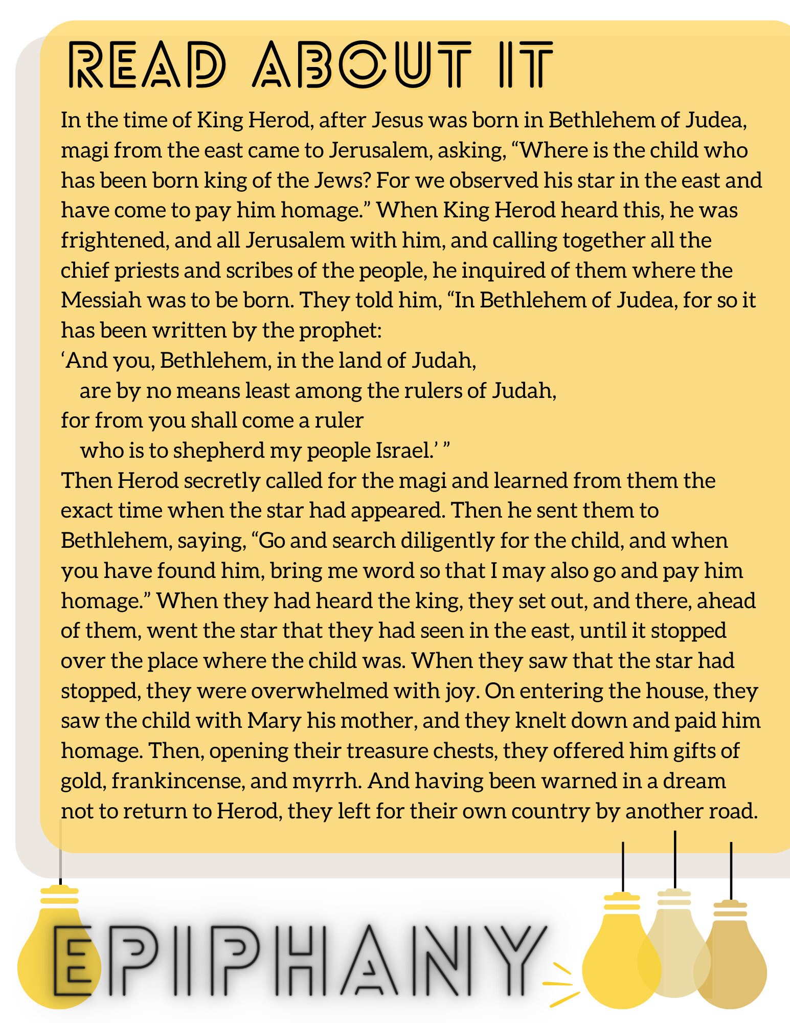 Epiphany Youth Group Lesson - Etsy