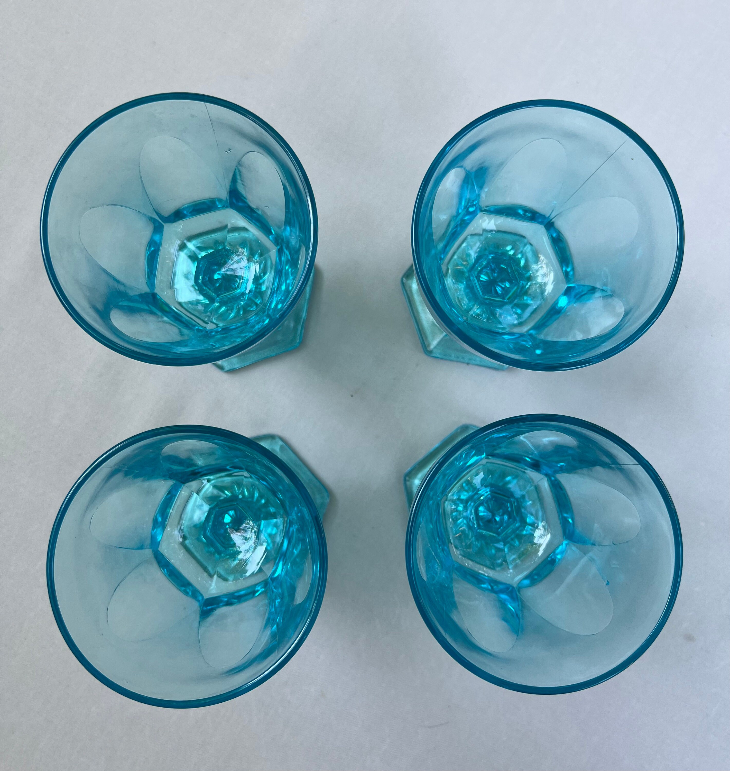 Four Vintage Urban Outfitters Light Blue Glass Goblets for Wine or ...