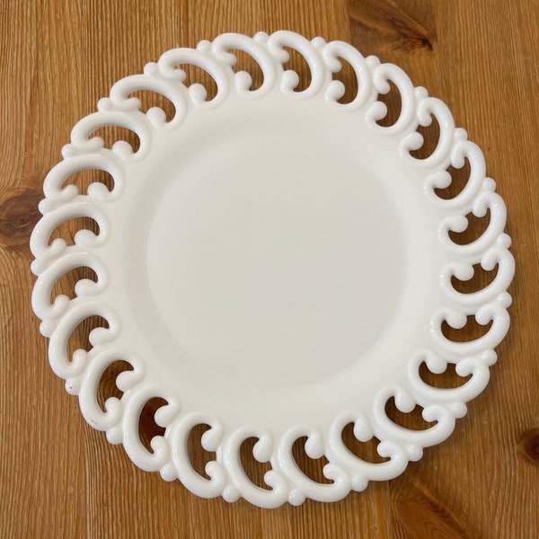 Fenton Lace Edge Milk Glass Plate - Etsy
