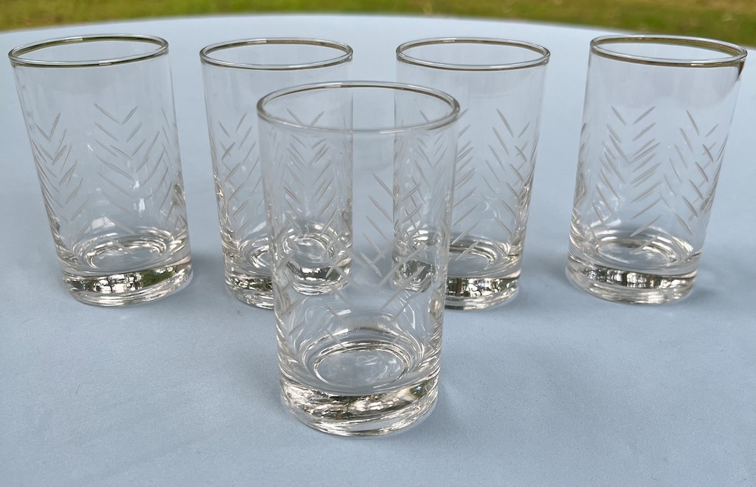 Set of 5 MCM Minimalist 1950s Javit Crystal Glasses in Rain Pattern - Etsy