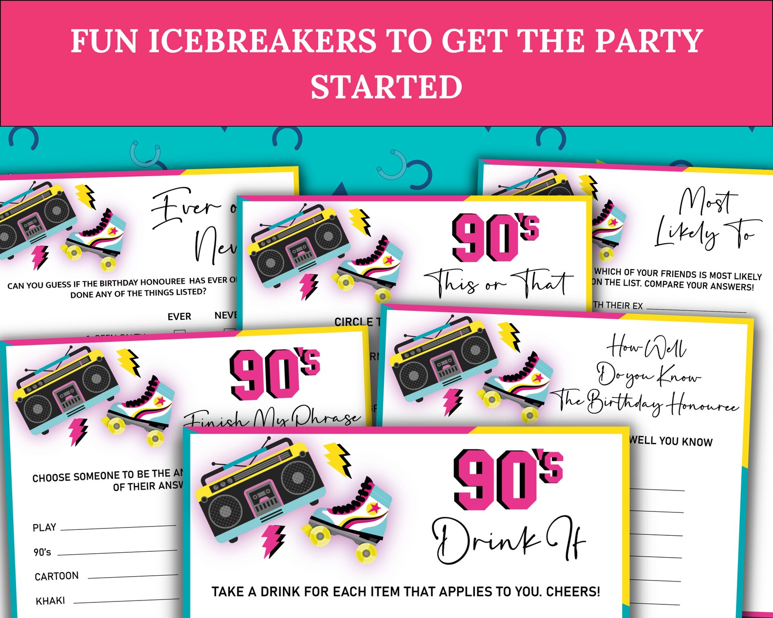 90s Party Games Bundle90s Printable Games 90s Birthday Party - Etsy