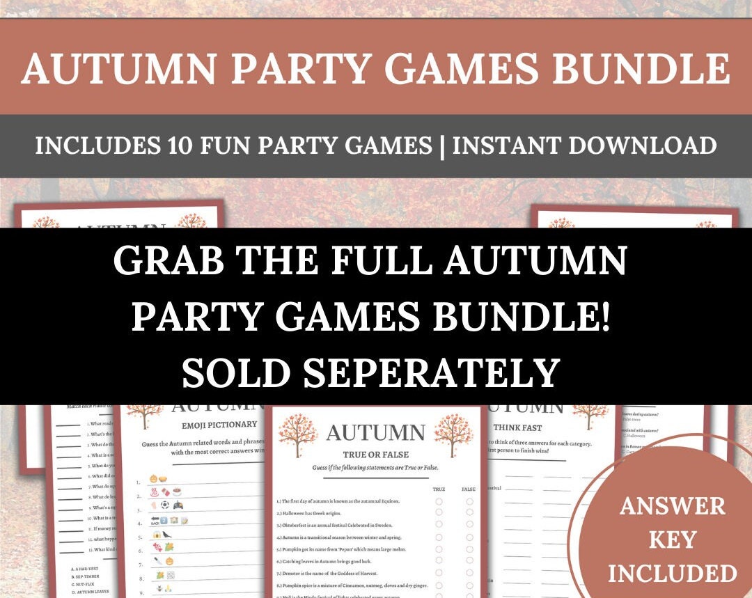 Autumn Printable Party Gamesautumn Fall Riddles Game fall Party ...