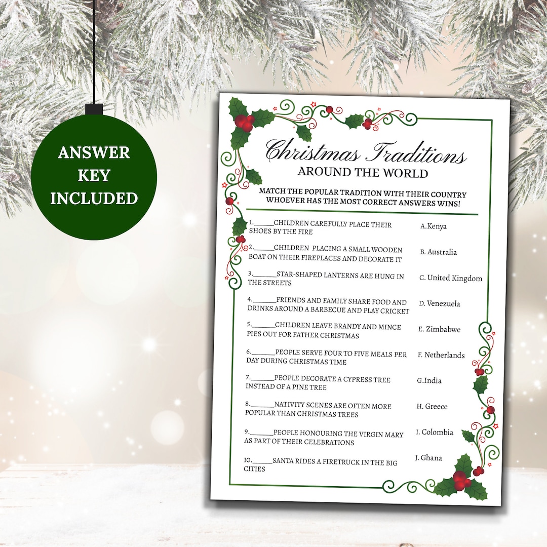 Christmas Printable Party Gamechristmas Triviachristmas Traditions ...