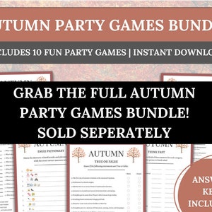 Autumn Printable Party Gamesautumn Triviaautumn True or False Gamefall ...
