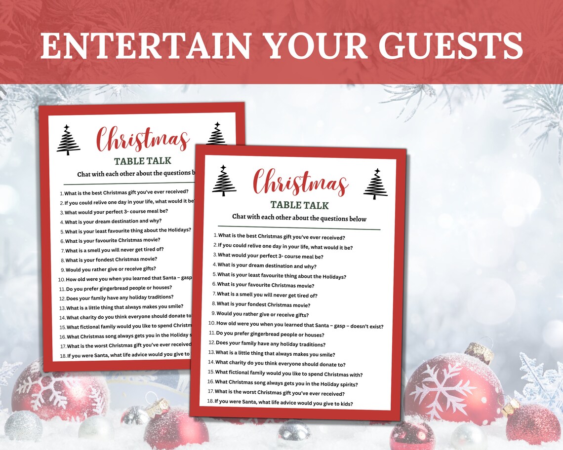 Icebreaker Gamechristmas Conversation Cardschristmas Office Party ...