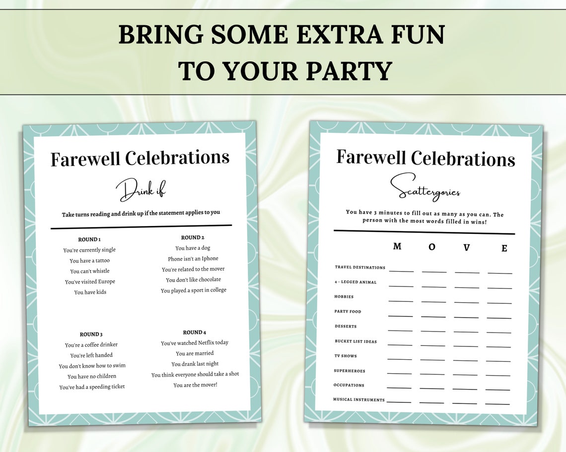 Going Away Party Gamesfarewell Party Gamesleaving Party - Etsy