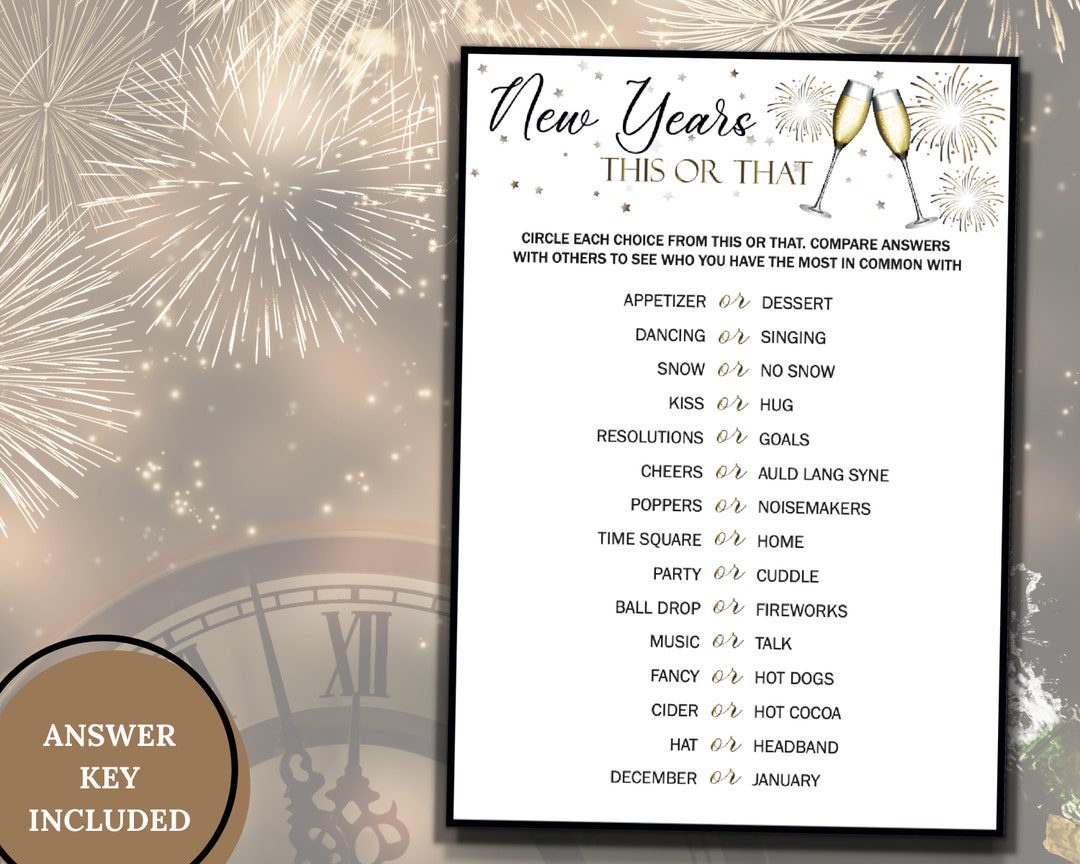 New Years Eve Gamesprintable New Years Eve Gamesnew Years - Etsy