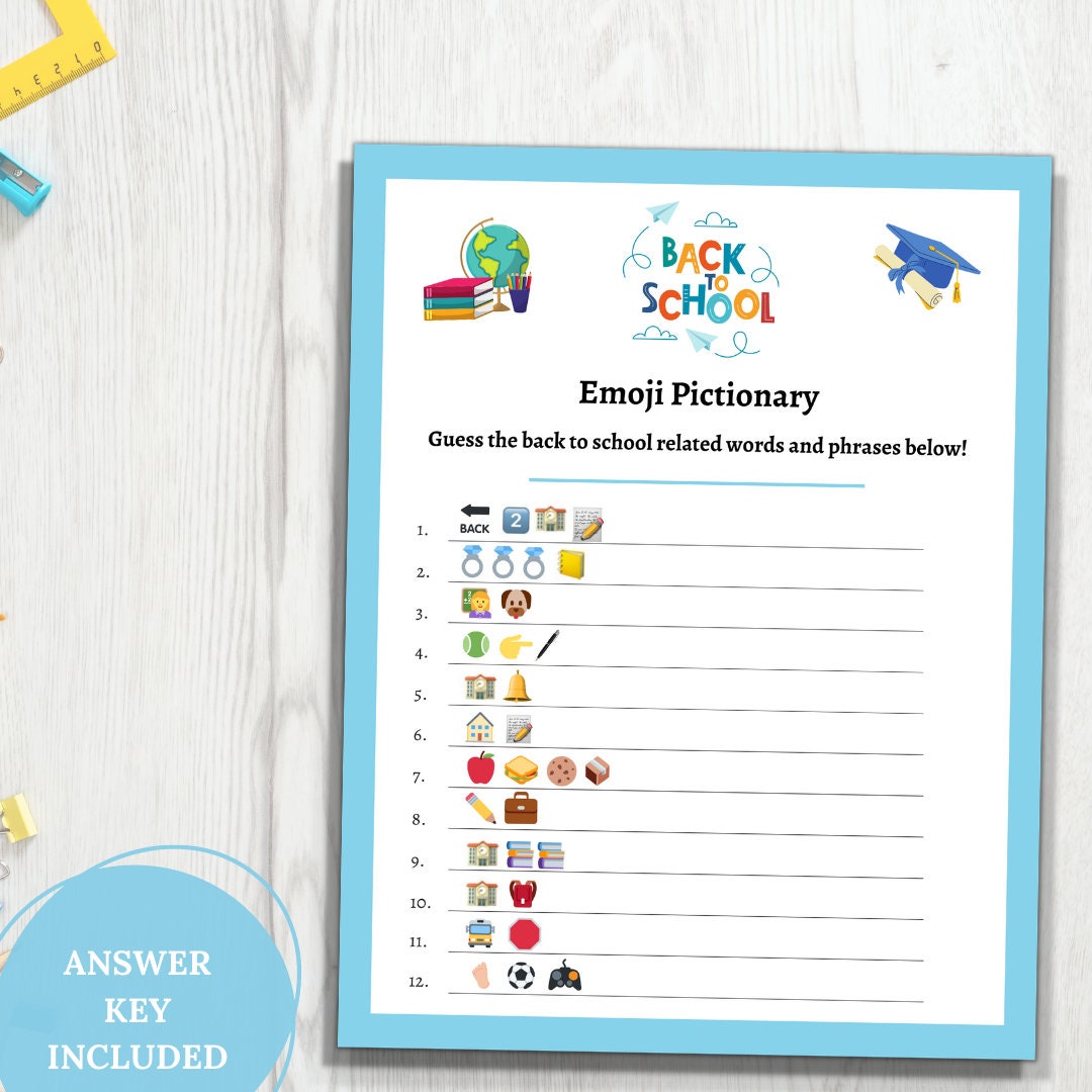 Back to School Printable Gameback to School Emoji Pictionaryfirst Day ...