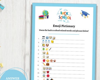 Back to School Game, Emoji Pictionary, First Day of School Activity ...