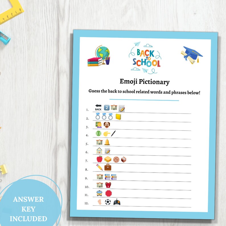 Back to School Printable Gameback to School Emoji Pictionaryfirst Day ...