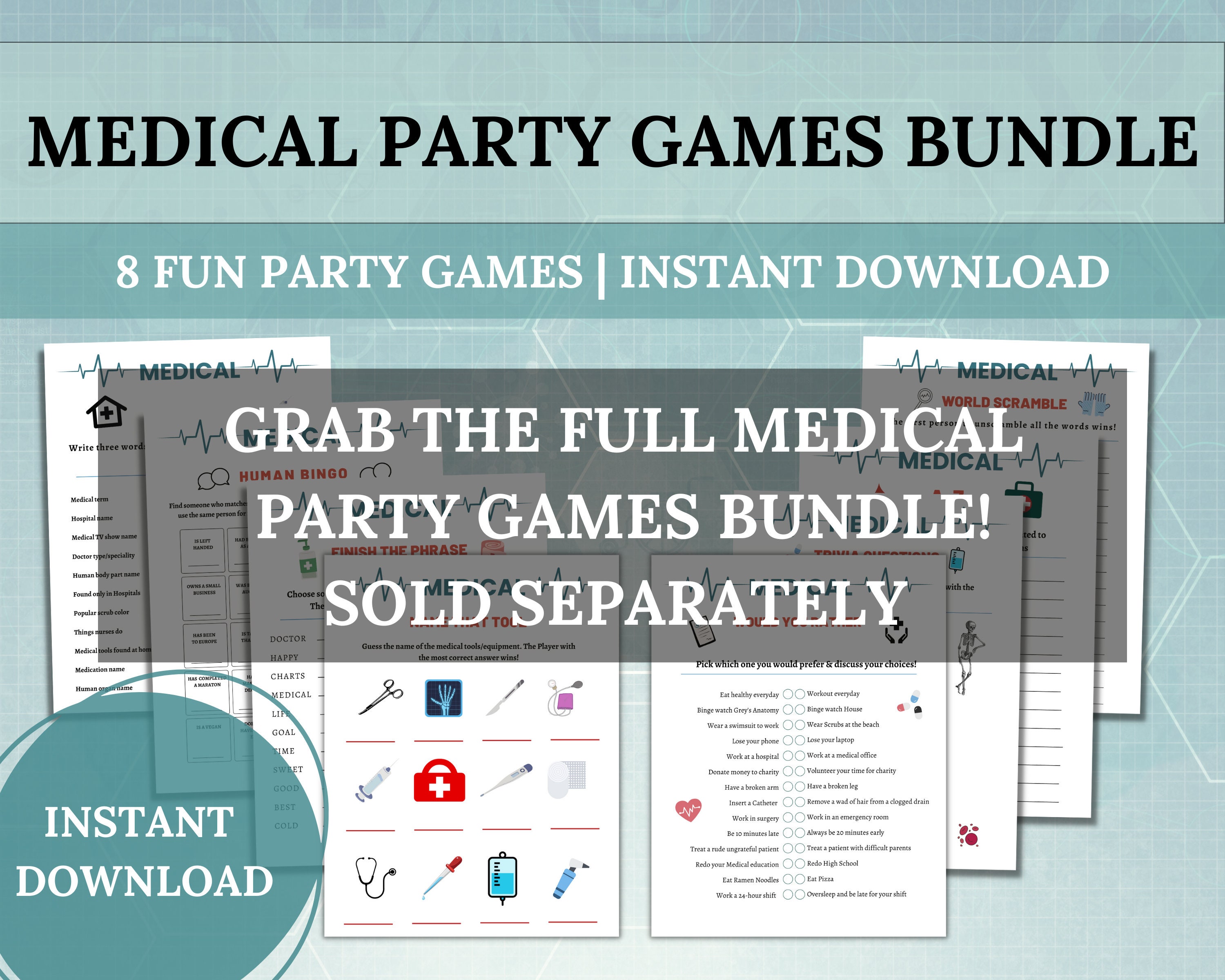 Medical A to Z Gameprintable Medical Game Doctor Nurse Fun - Etsy