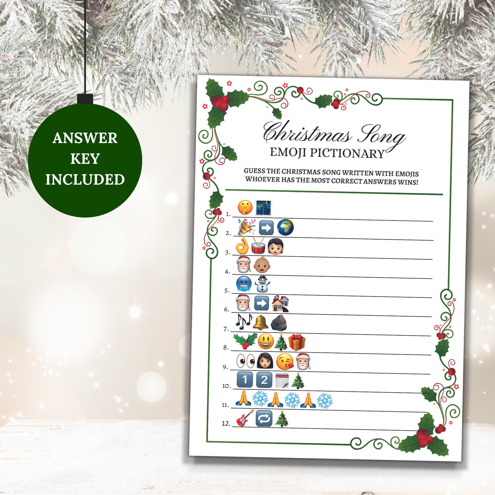 Christmas Emoji Pictionary Game Christmas Printable Party ...
