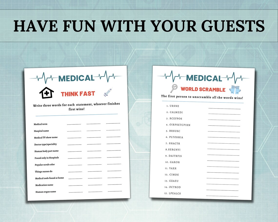 Medical Games Bundle for Nurse Doctormedical Graduation - Etsy