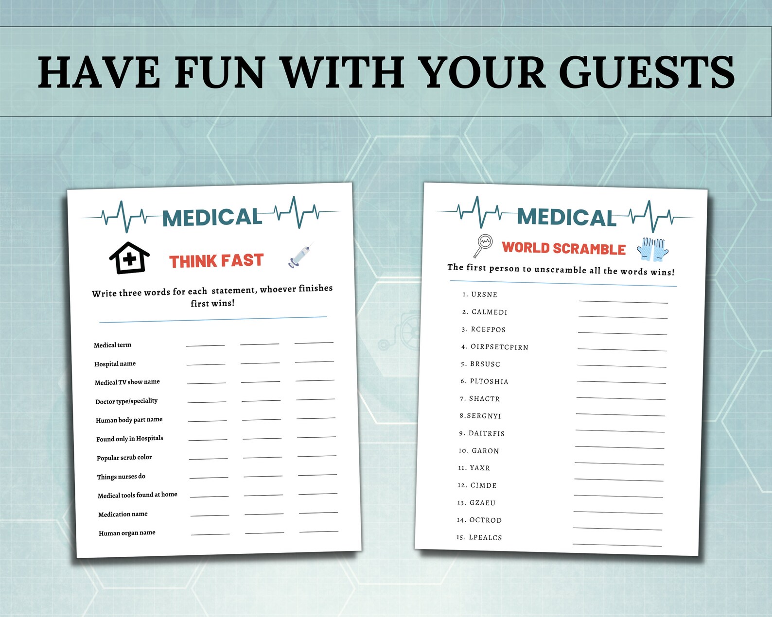 Medical Games Bundle for Nurse Doctormedical Graduation - Etsy