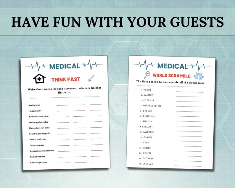 Medical Games Bundle for Nurse Doctormedical Graduation - Etsy