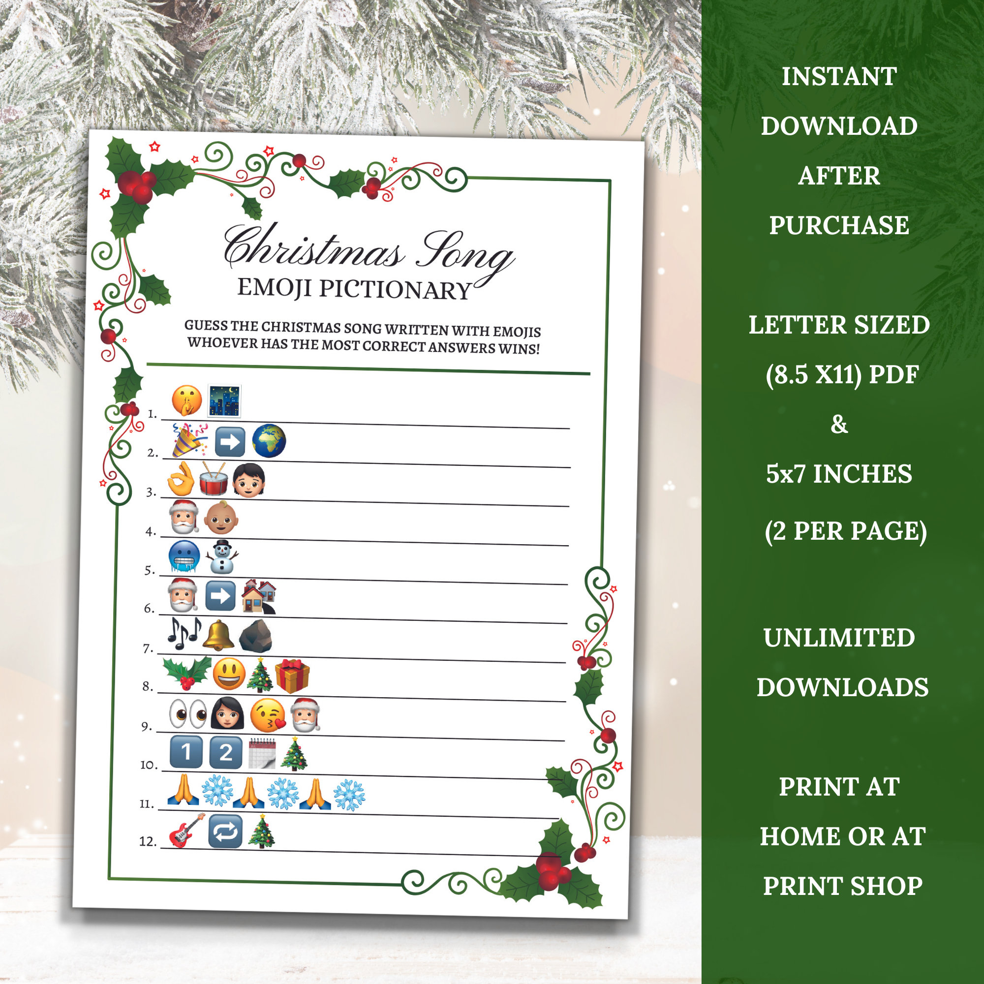 Christmas Emoji Pictionary Game Christmas Printable Party ...