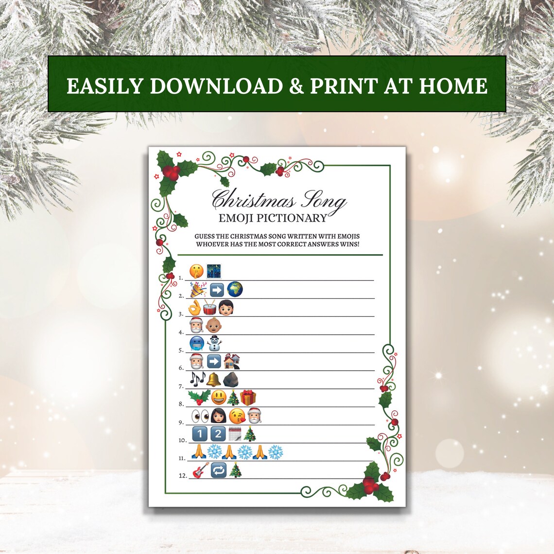 Christmas Emoji Pictionary Game Christmas Printable Party ...