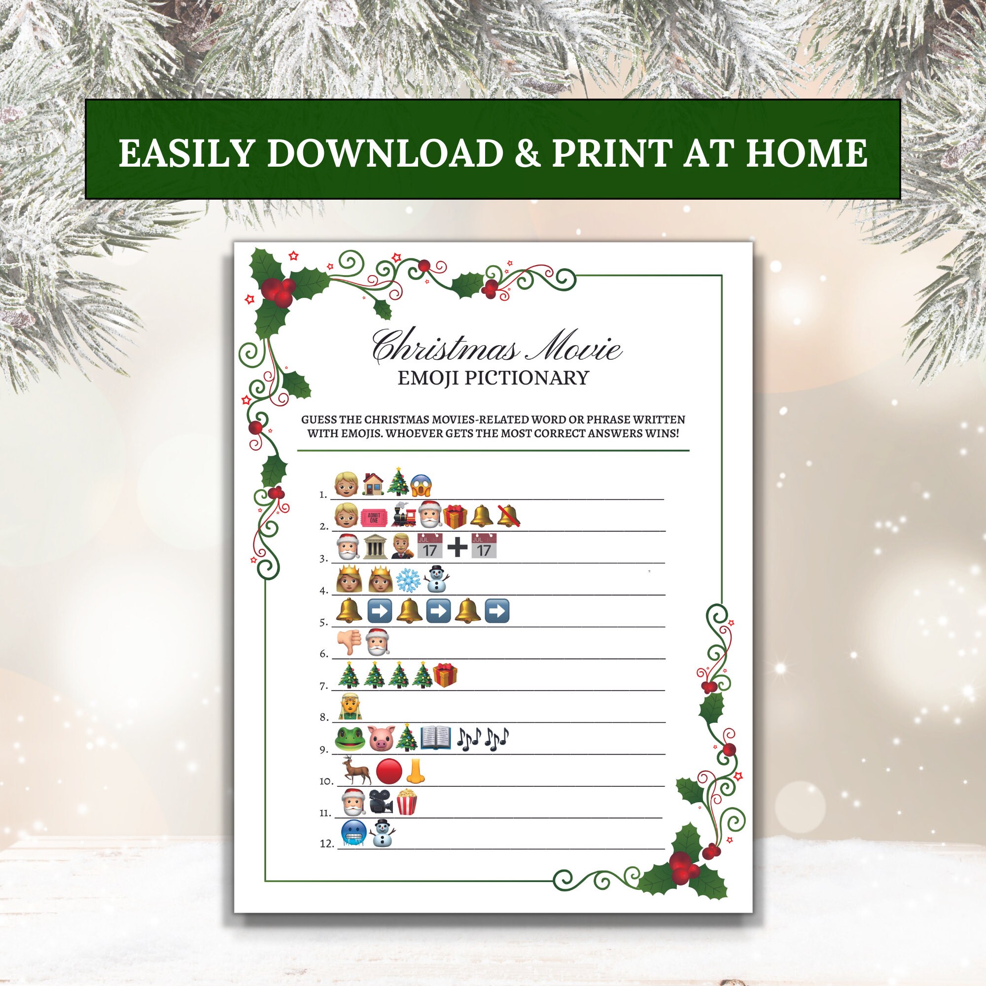 Christmas Movie Emoji Gameprintable Christmas Movie Gamechristmas Group ...