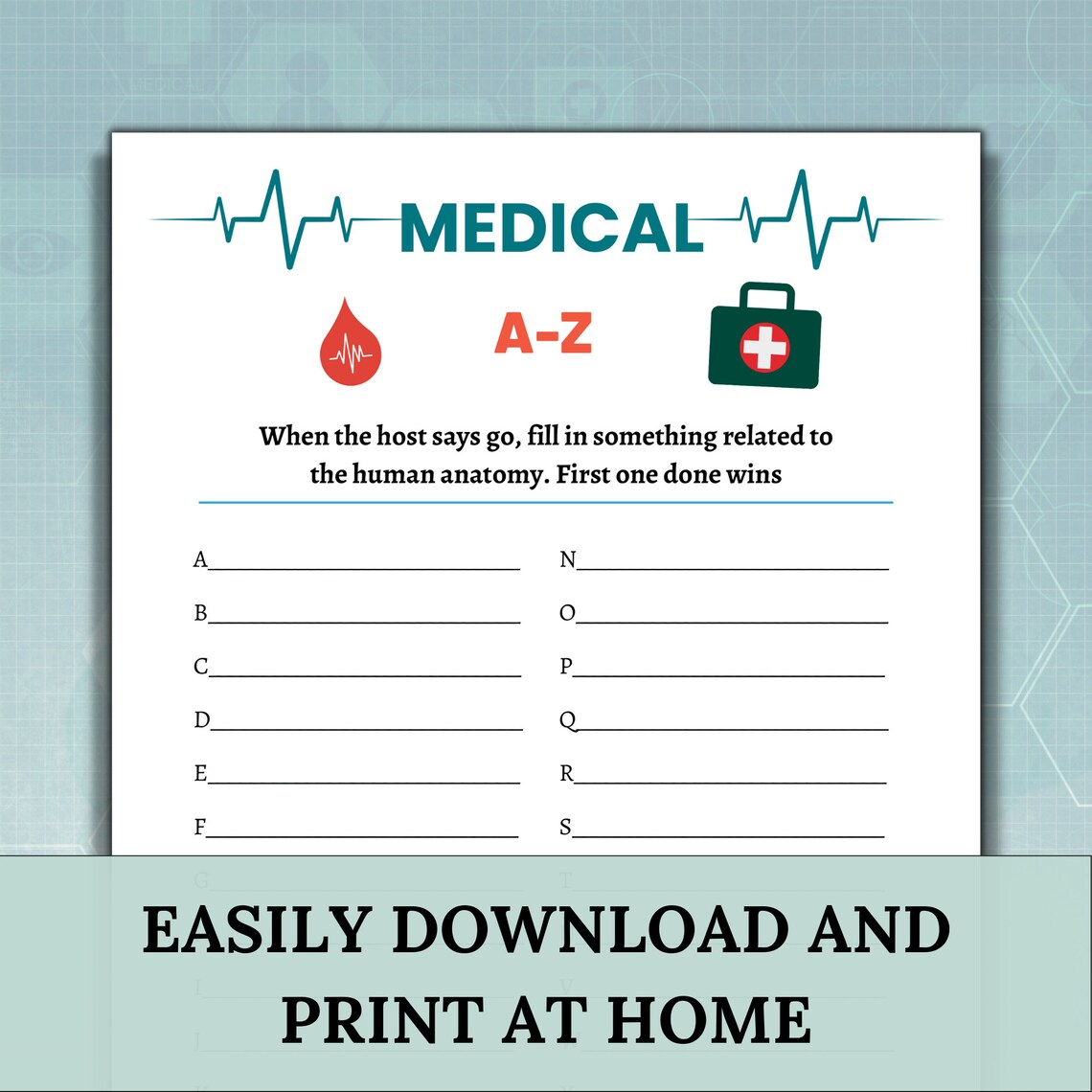 Medical A to Z Gameprintable Medical Game Doctor Nurse Fun Gamemedical ...