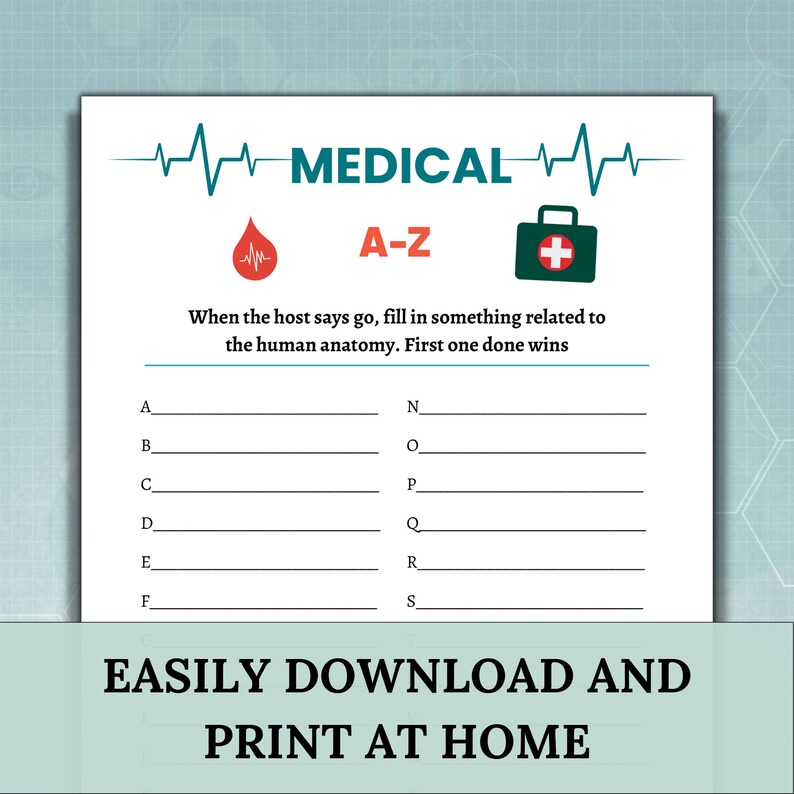 Medical A to Z Gameprintable Medical Game Doctor Nurse Fun Gamemedical ...