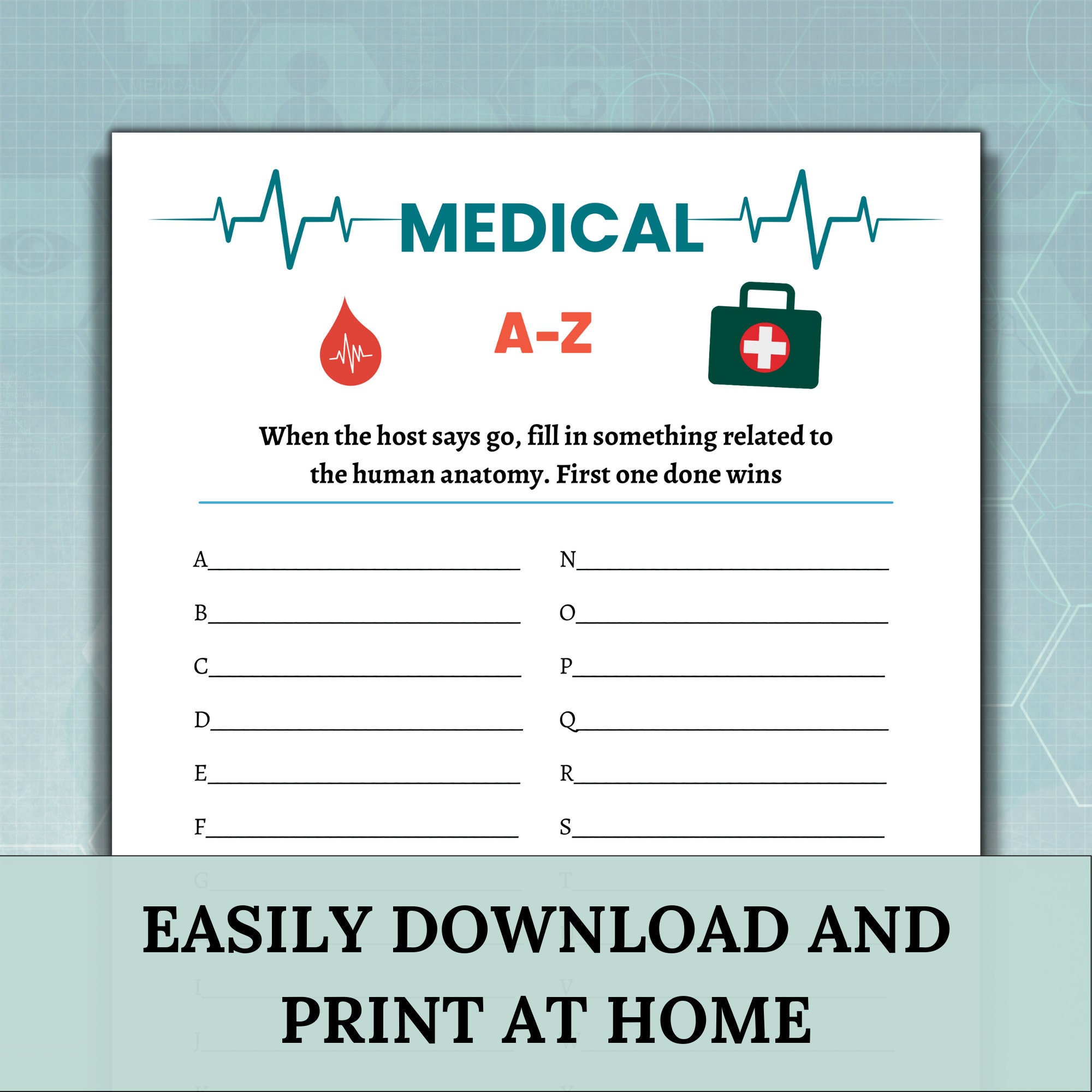 Medical A to Z Gameprintable Medical Game Doctor Nurse Fun Gamemedical ...