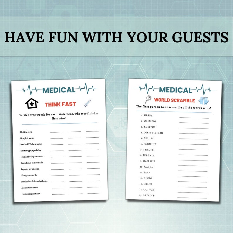 Medical Games Bundle for Nurse Doctormedical Graduation Partymedical ...