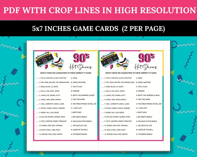 90s Party Games Bundle90s Printable Games 90s Birthday Party - Etsy
