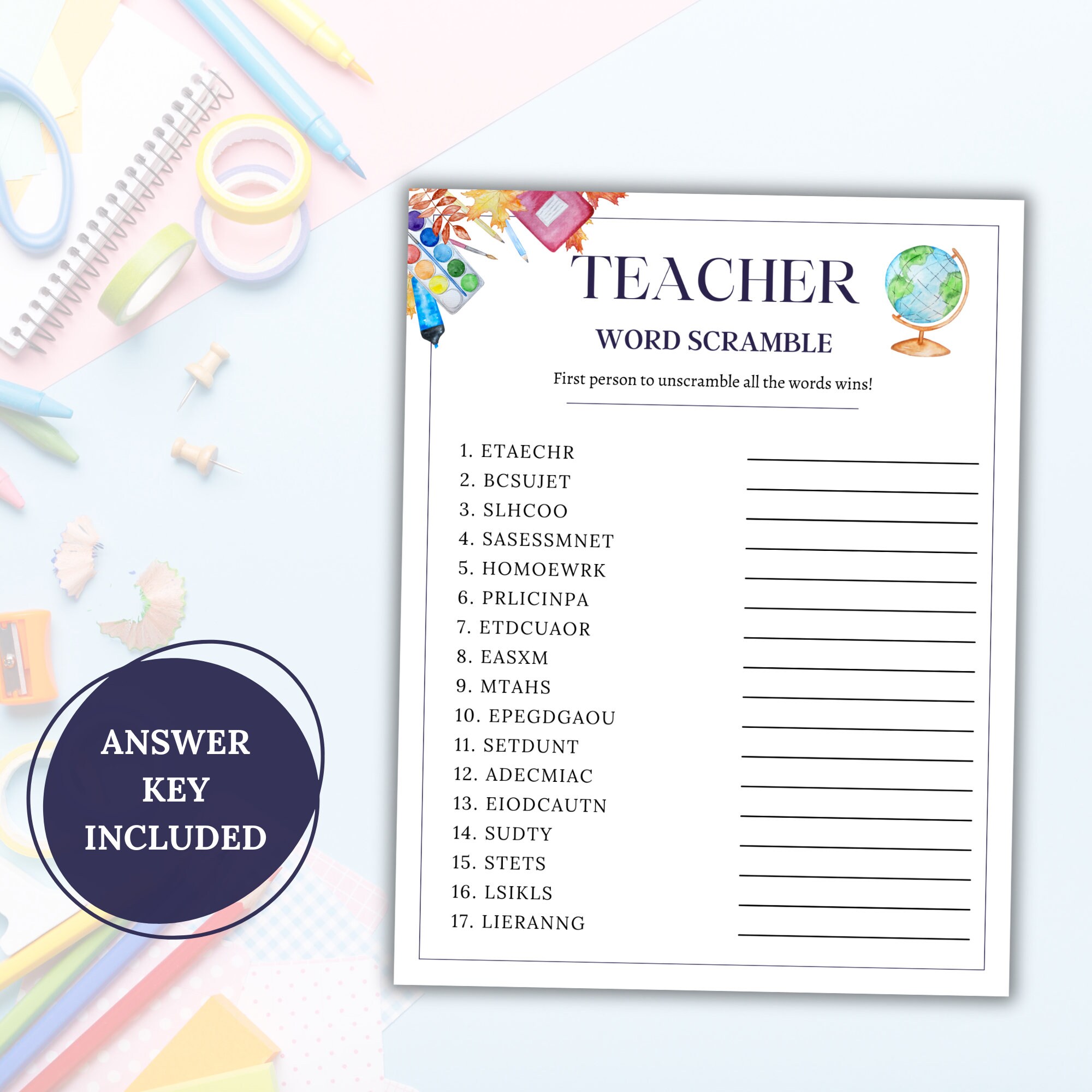 Teacher Party Gamesteacher Printable Gameteacher Appreciation ...