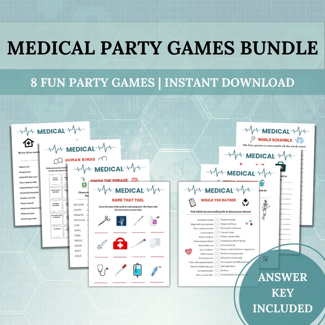 Medical Games Bundle for Nurse Doctormedical Graduation Partymedical ...