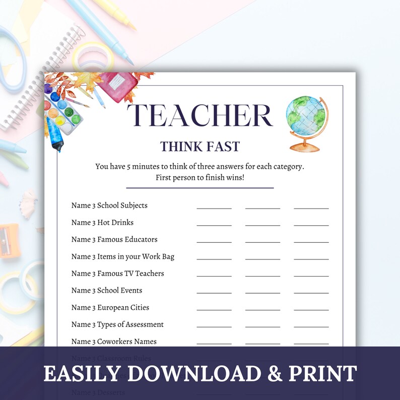 Teacher Printable Gamesteacher Think Fast Gameteacher Appreciation ...