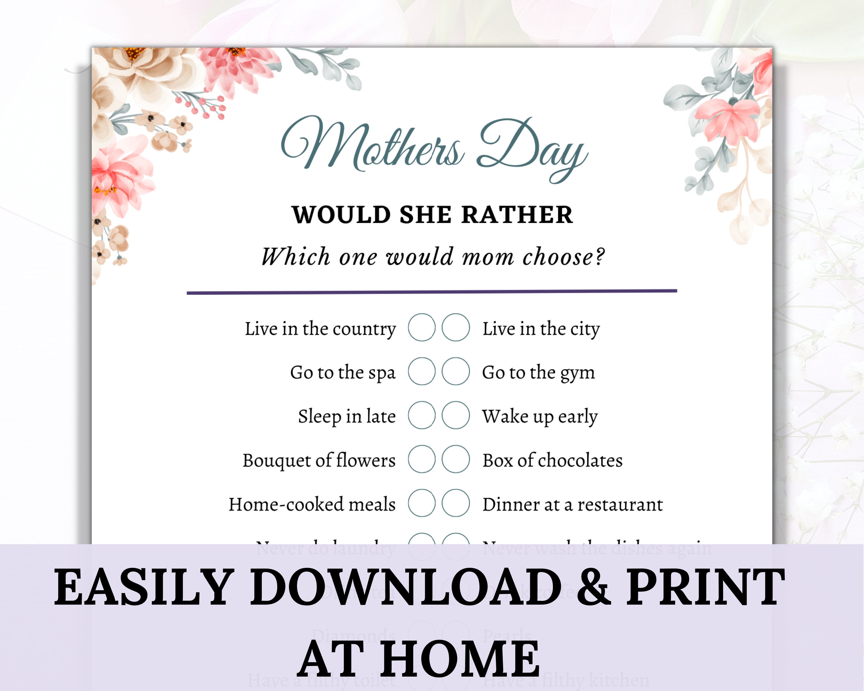Mother's Day Gameprintable Mother's Day Games for Kids and Adultsmother ...