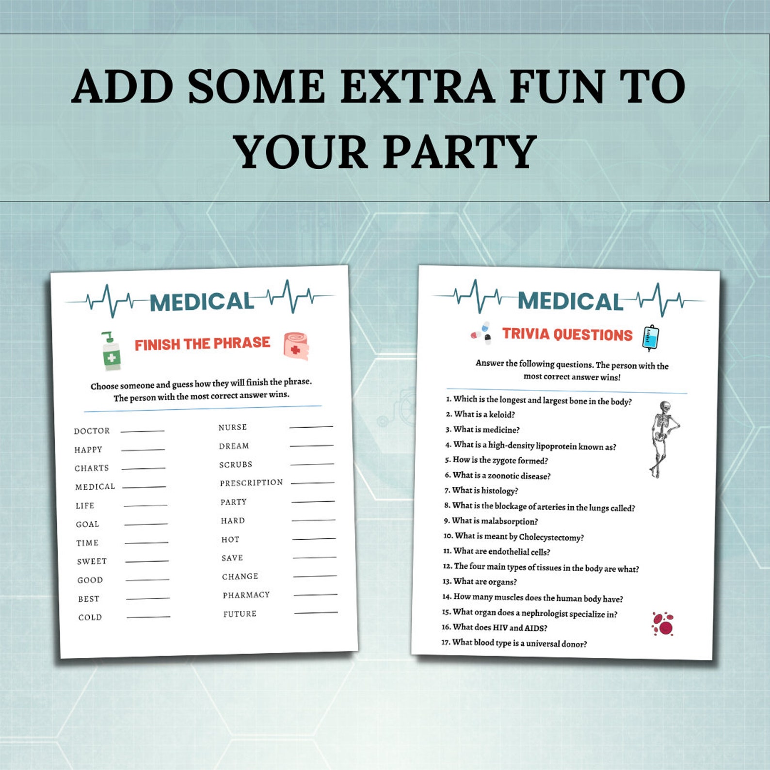 Medical Games Bundle for Nurse Doctormedical Graduation Partymedical ...