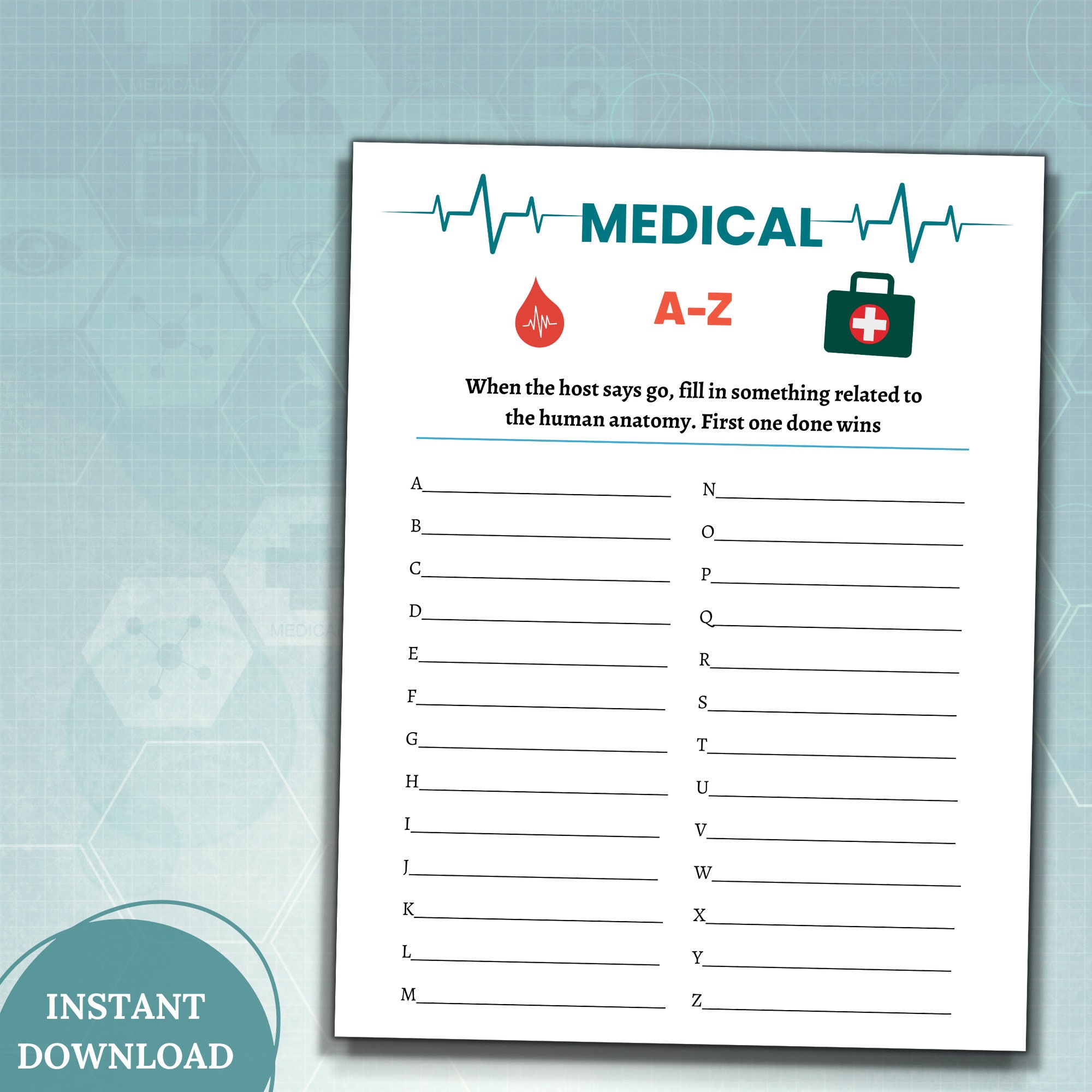 Medical A to Z Gameprintable Medical Game Doctor Nurse Fun Gamemedical ...