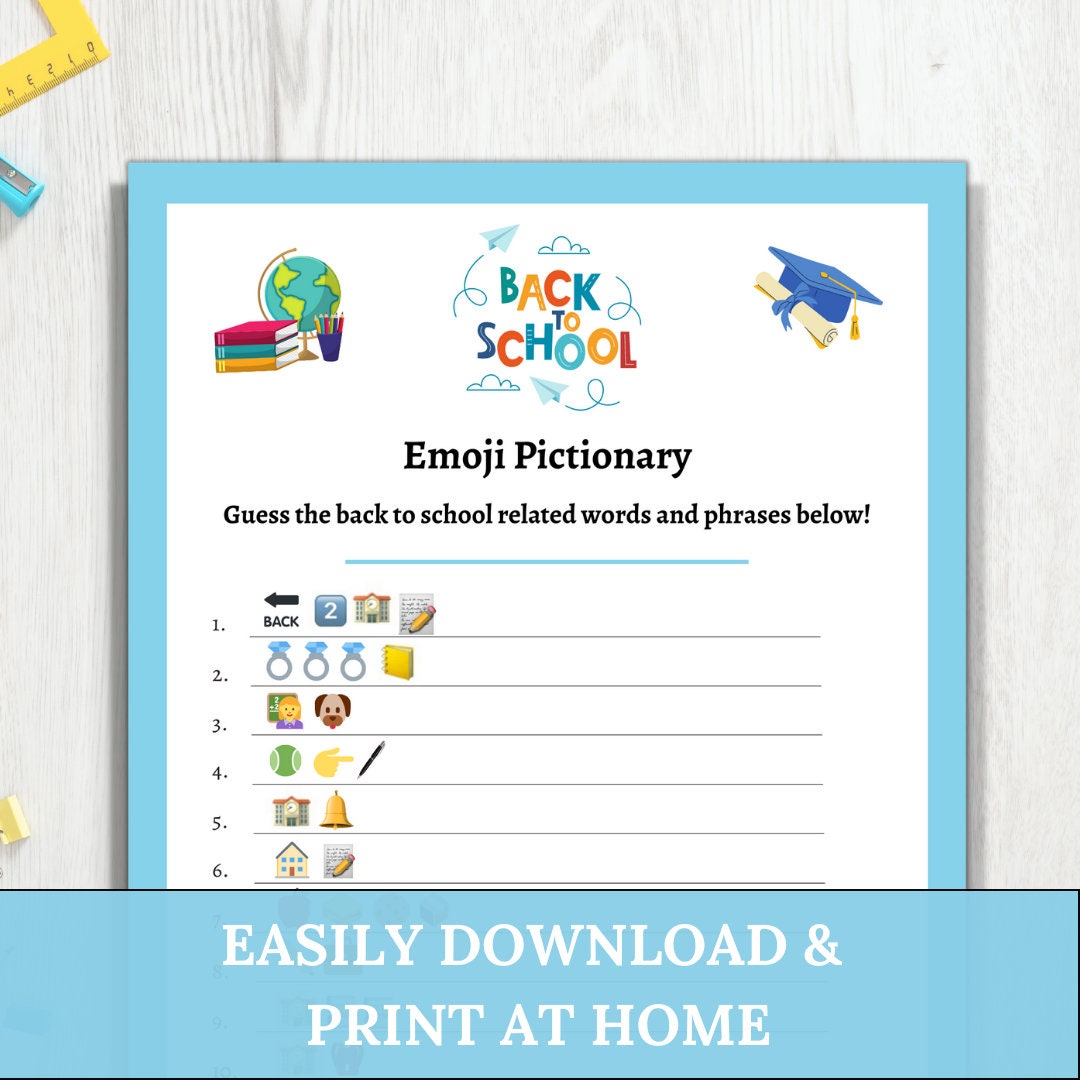 Back to School Printable Gameback to School Emoji Pictionaryfirst Day ...