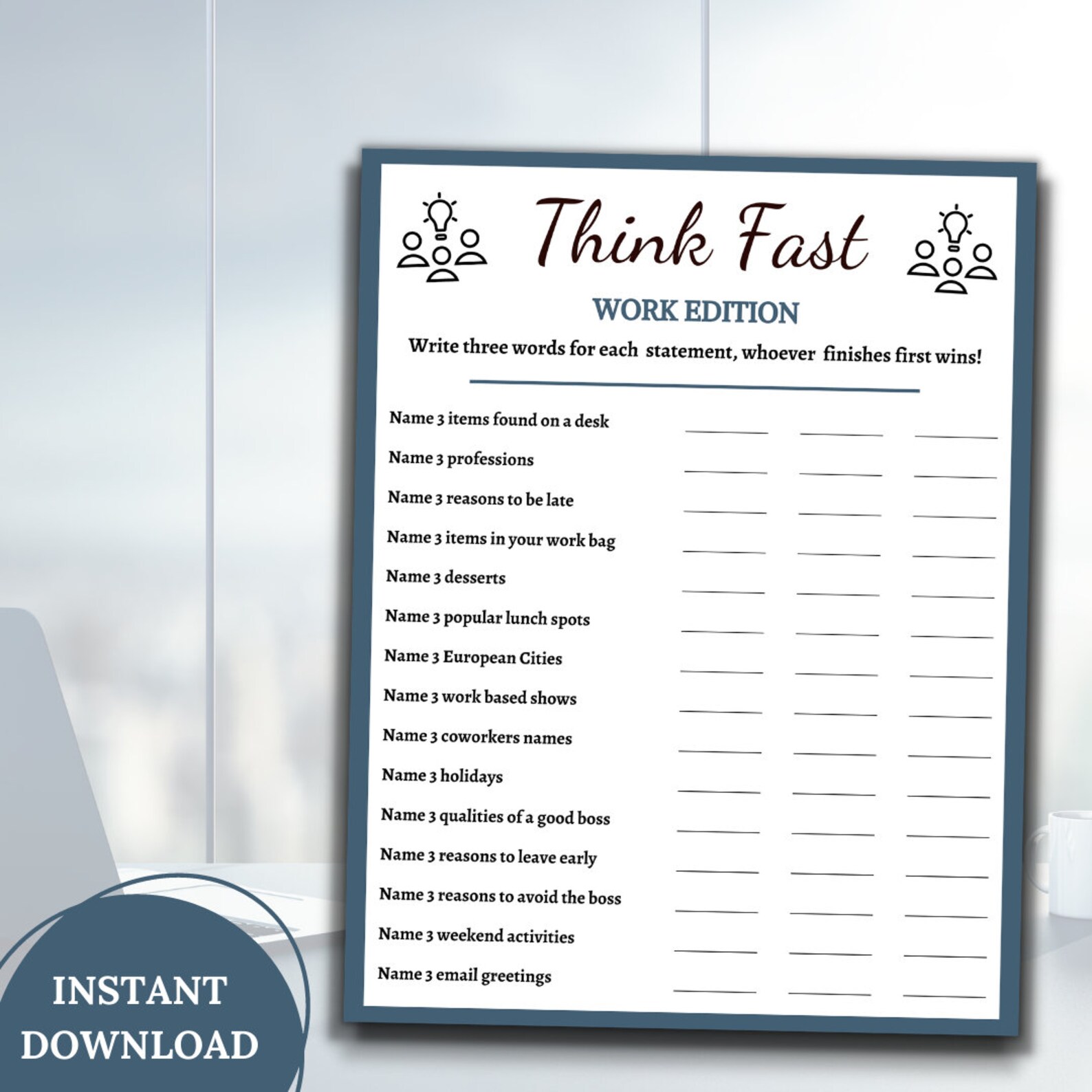 Office Party Gamesprintable Games for Workteam Building Icebreaker ...